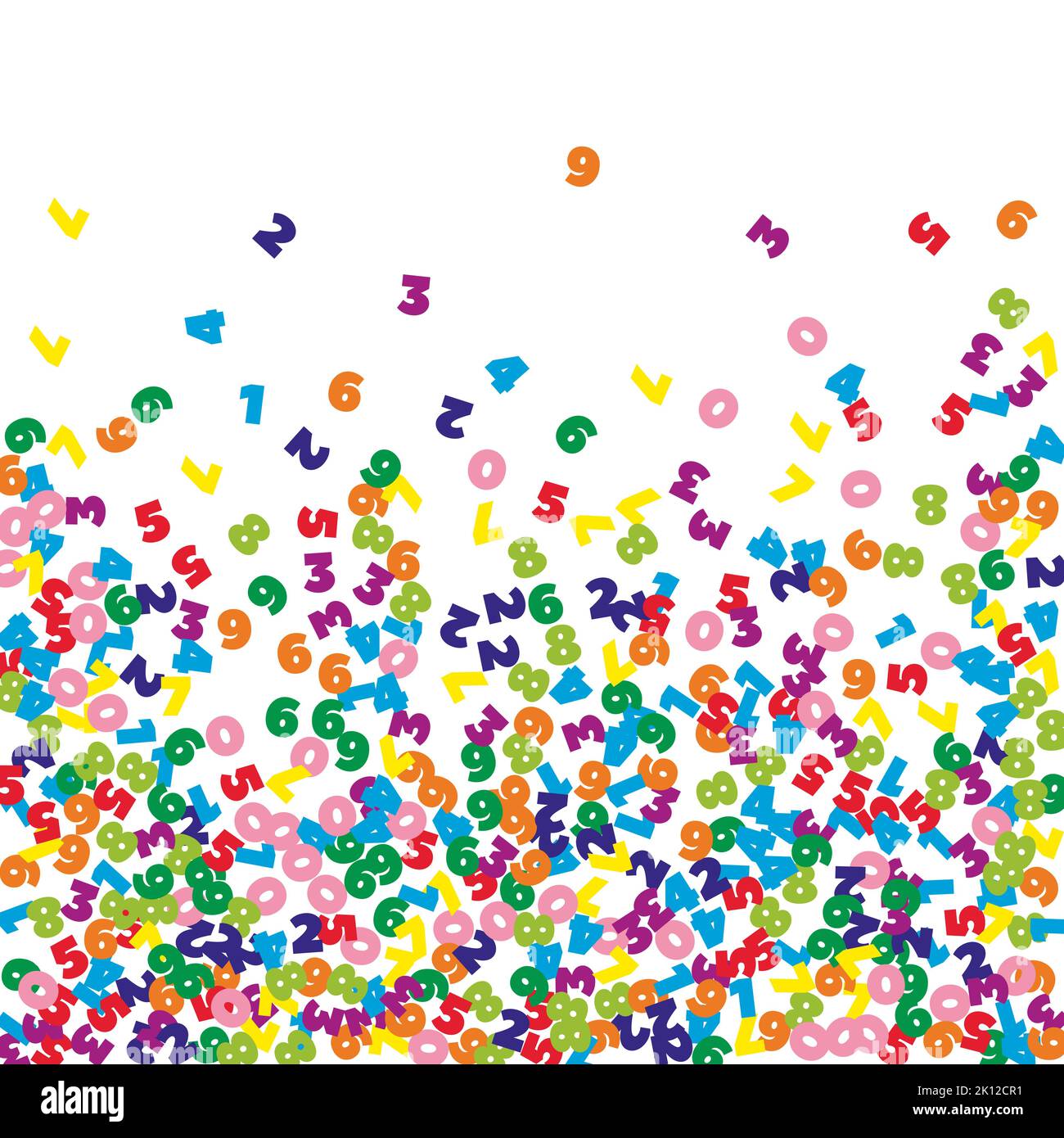 Falling colorful numbers. Math study concept with flying digits. Alive ...