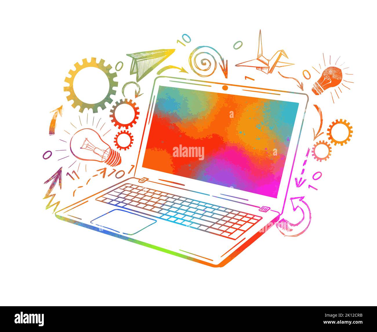 Abstraction colorful laptop with gears. Vector illustration Stock ...