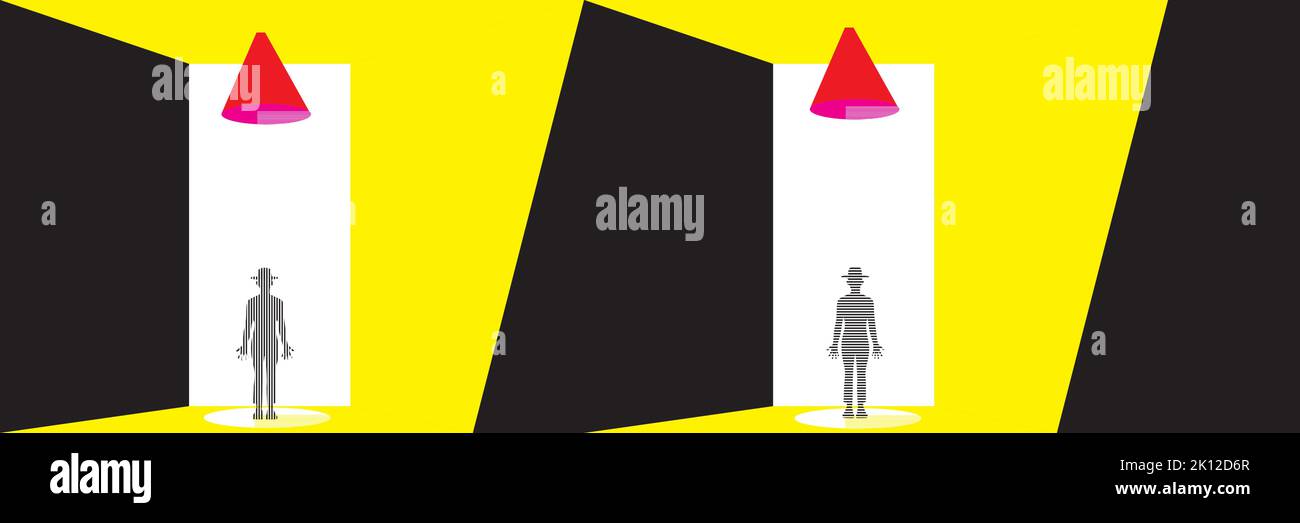 Vector illustration of futuristic man in three dimensional space for ...