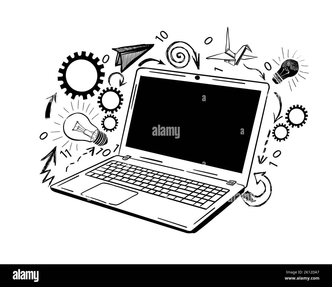 Abstraction laptop with gears. Vector illustration Stock Vector Image ...
