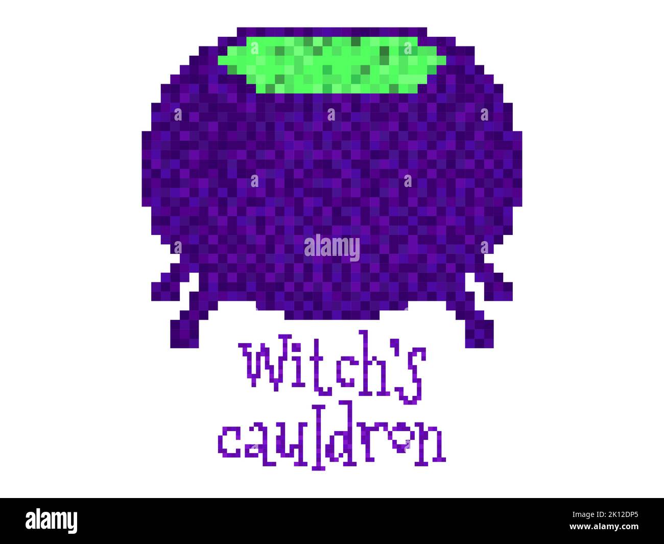 Witch cauldron in pixel art style. Halloween witch cauldron in 8-bit ...