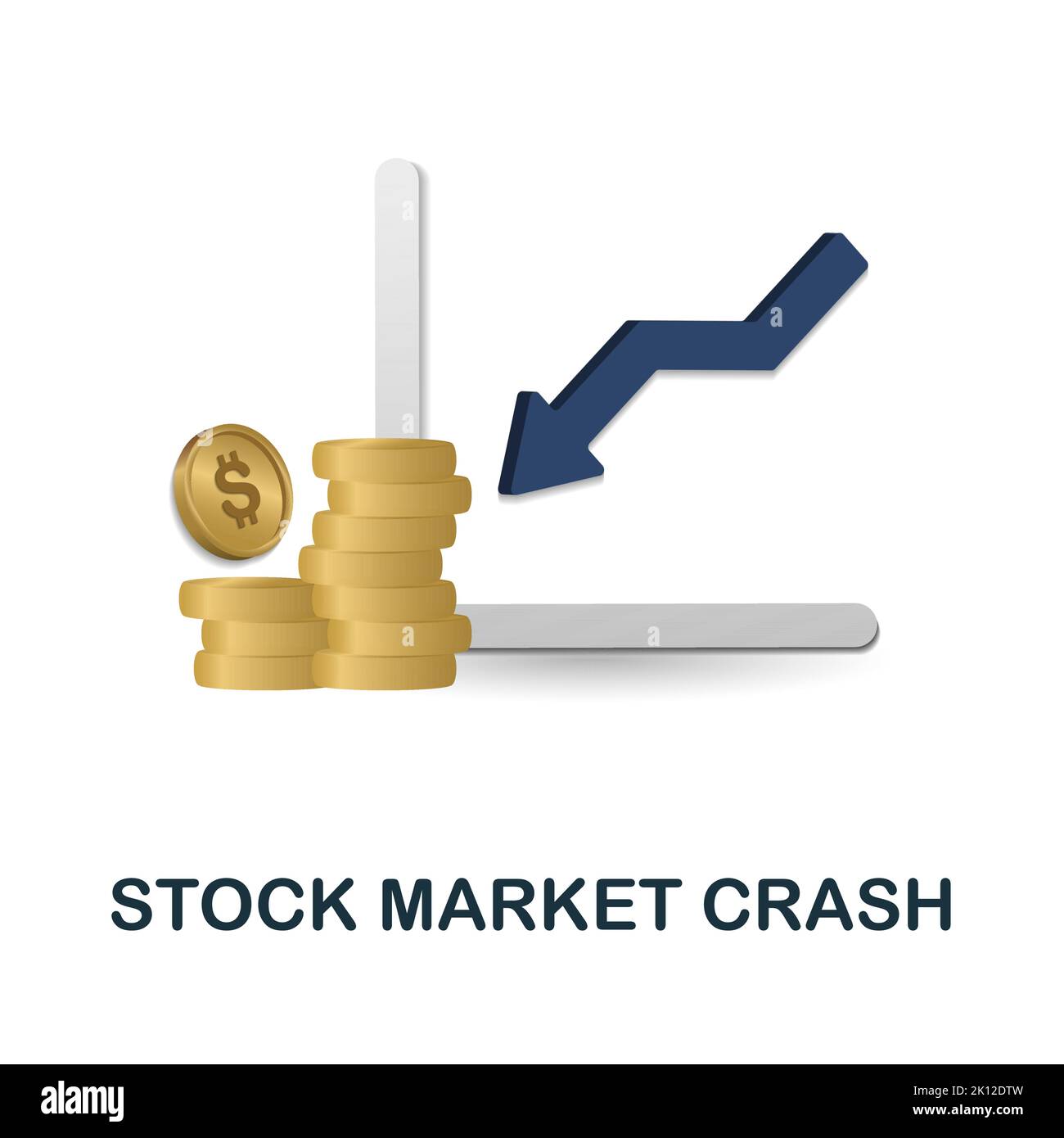 Stock Market Crash icon. 3d illustration from economic crisis ...