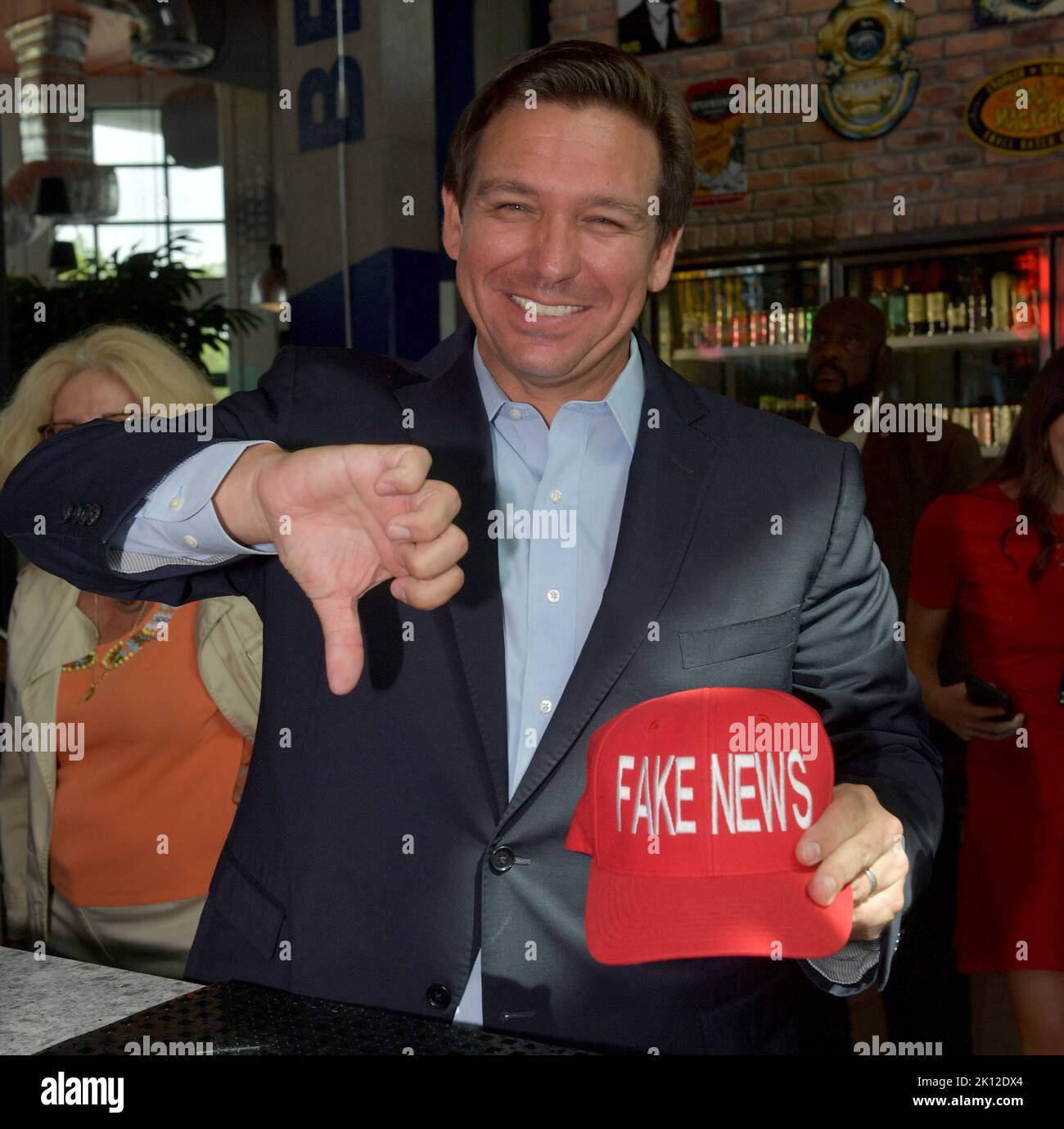 DELRAY BEACH, FL - APRIL 24: Florida Governor Ron DeSantis makes a ...