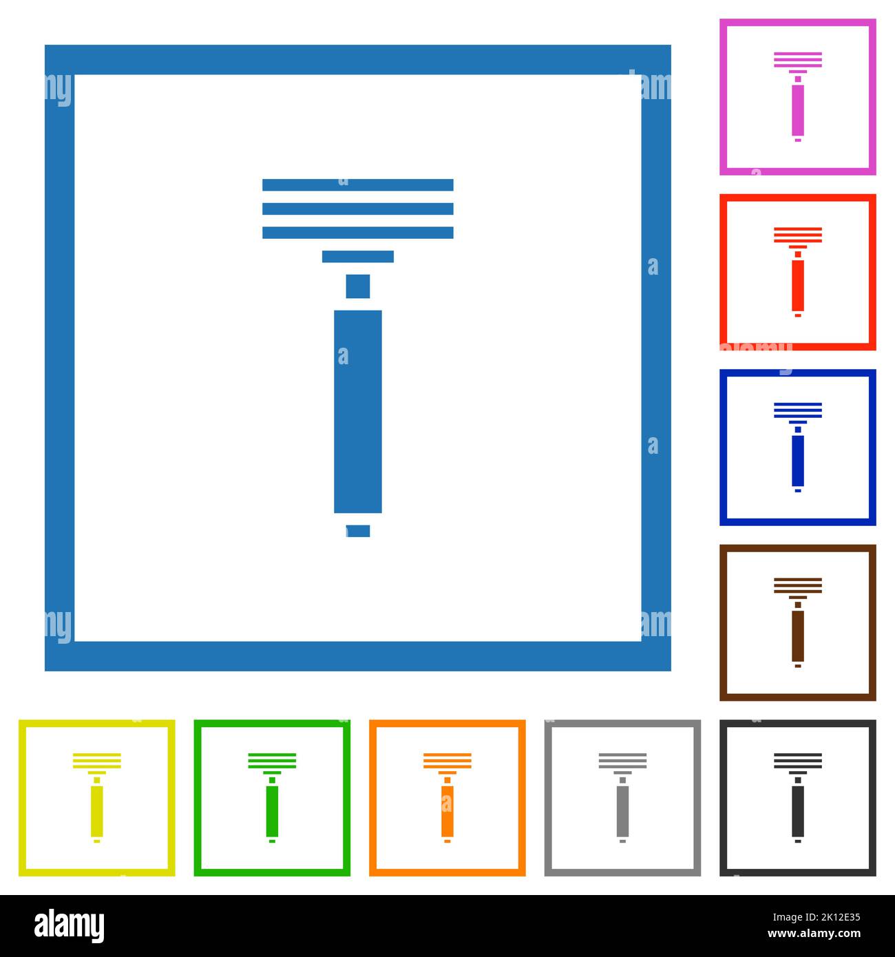 Razor flat color icons in square frames on white background Stock ...