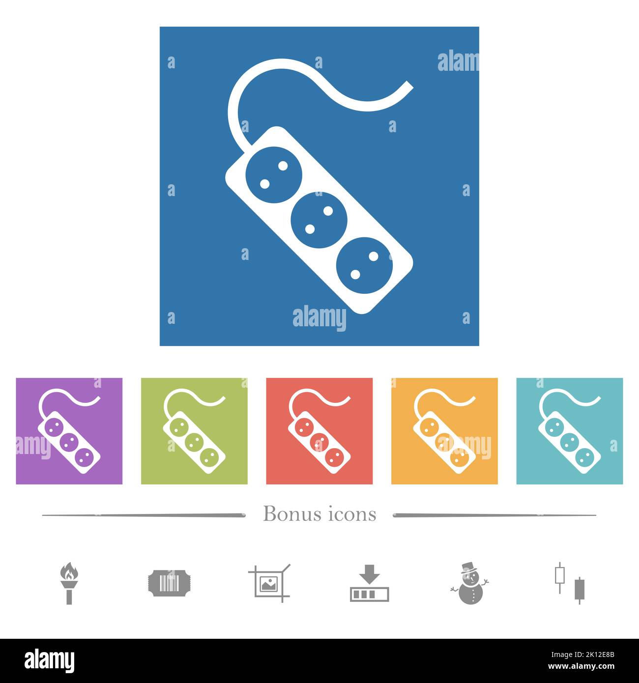 Portable electrical outlet with three sockets and cord solid flat white ...