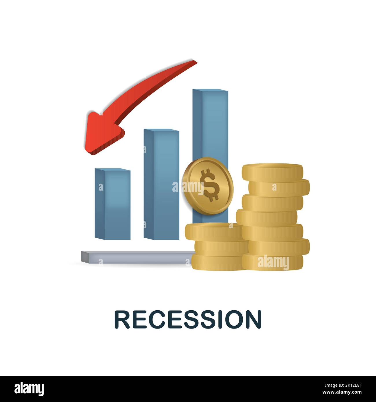 Recession icon. 3d illustration from economic crisis collection ...