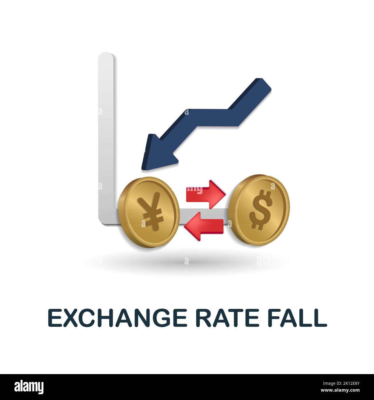 Exchange Rate Fall icon. 3d illustration from economic crisis ...