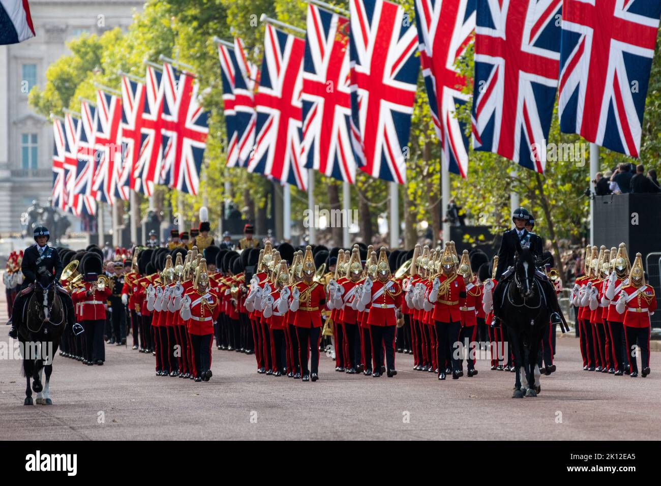 The coffin carrying Queen Elizabeth II photographed along The Mall ...