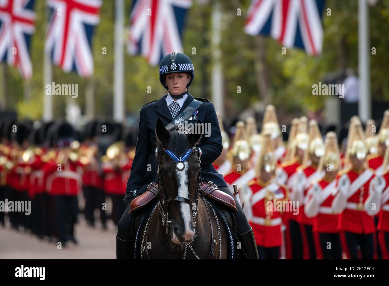 The coffin carrying Queen Elizabeth II photographed along The Mall ...