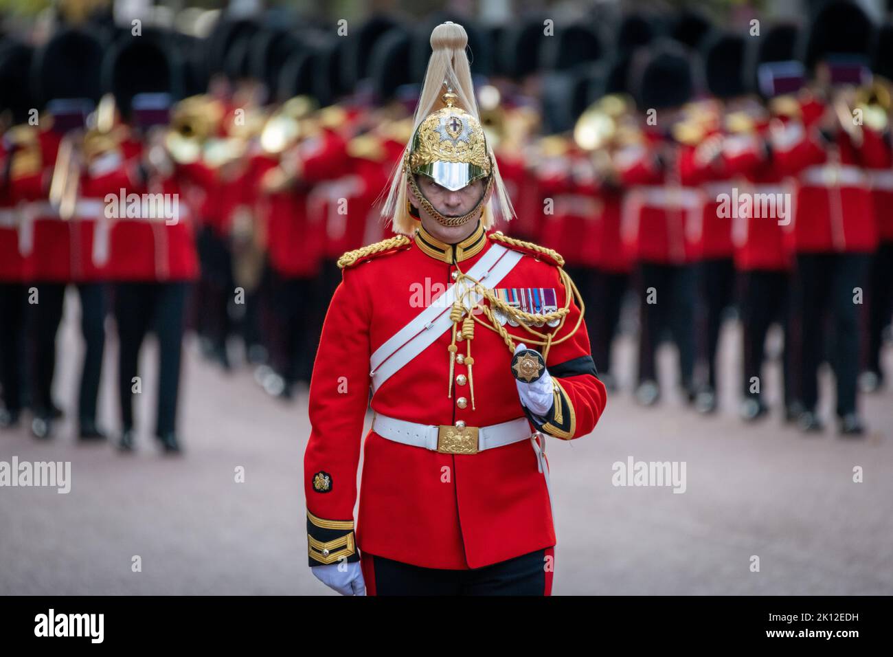 The coffin carrying Queen Elizabeth II photographed along The Mall ...