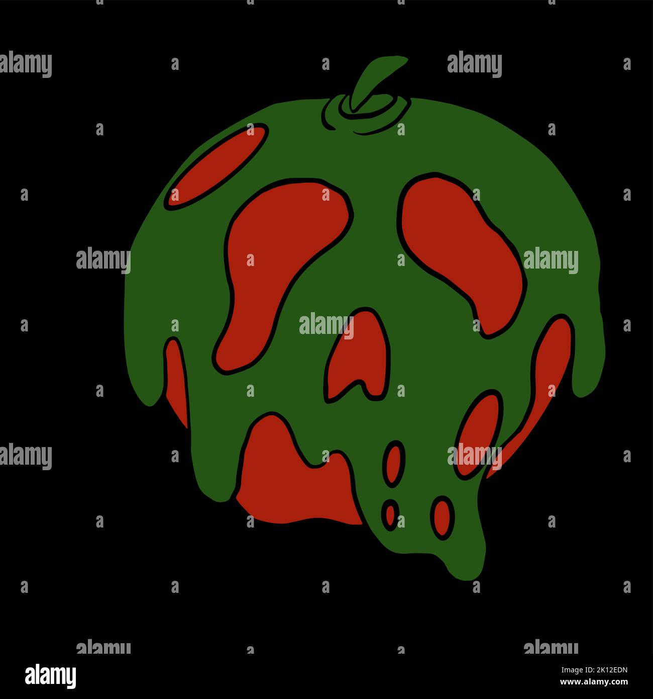 Halloween poisoned red apple illustration background dark Stock Vector ...