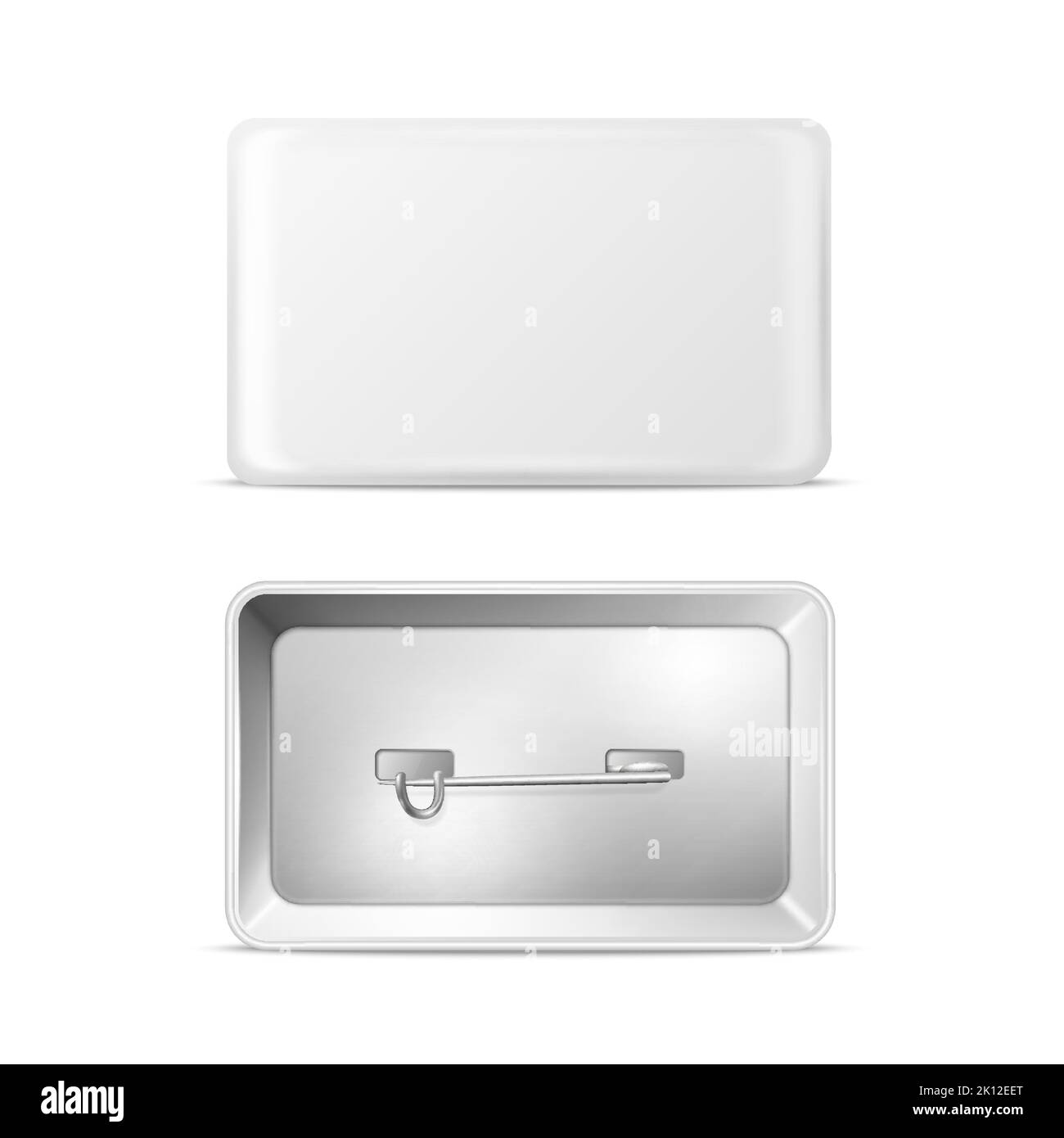 Vector 3d Realistic Rectangular White Metal, Plastic Blank Empty Button ...