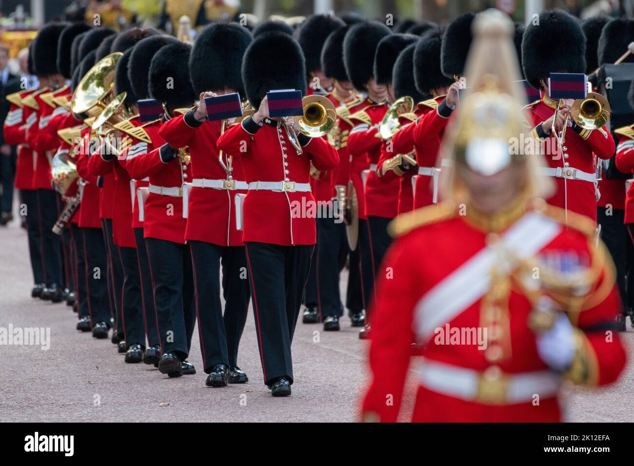 The coffin carrying Queen Elizabeth II photographed along The Mall ...