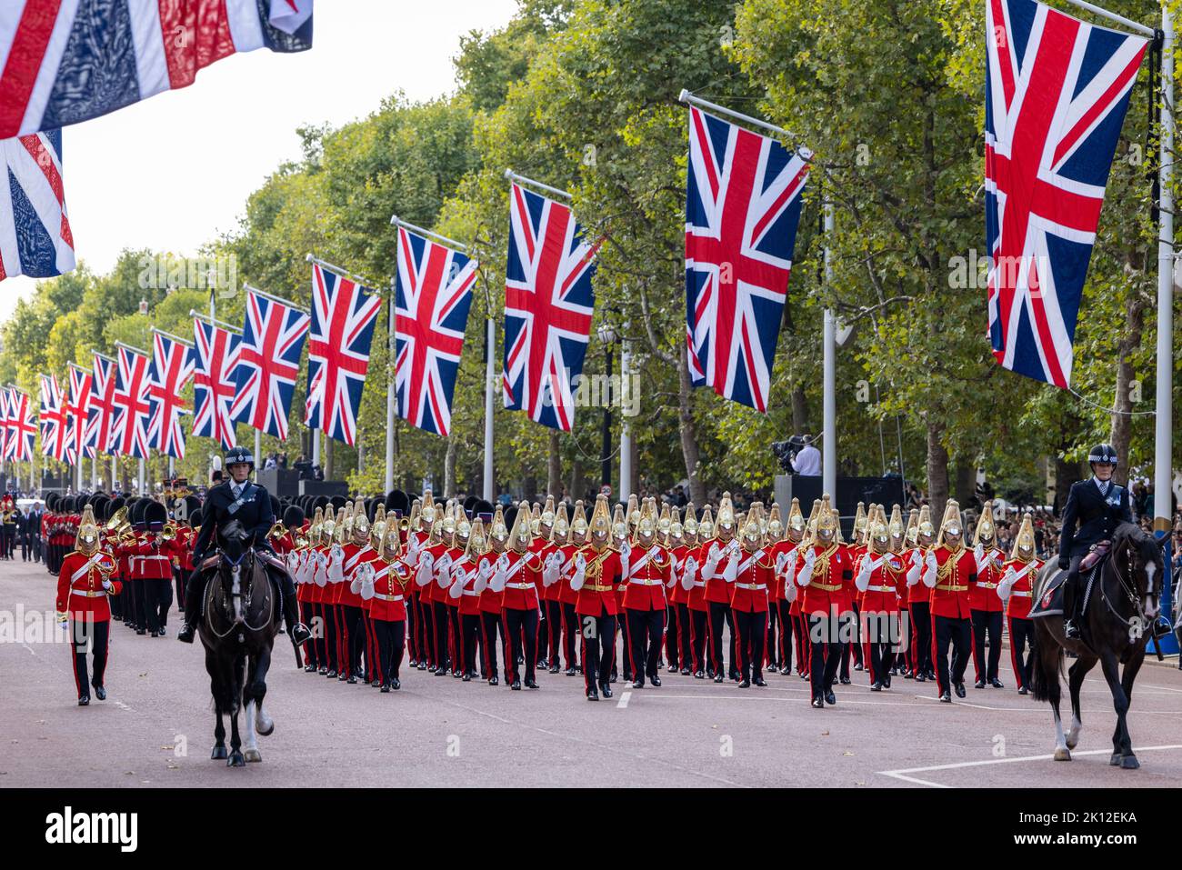 The coffin carrying Queen Elizabeth II photographed along The Mall ...