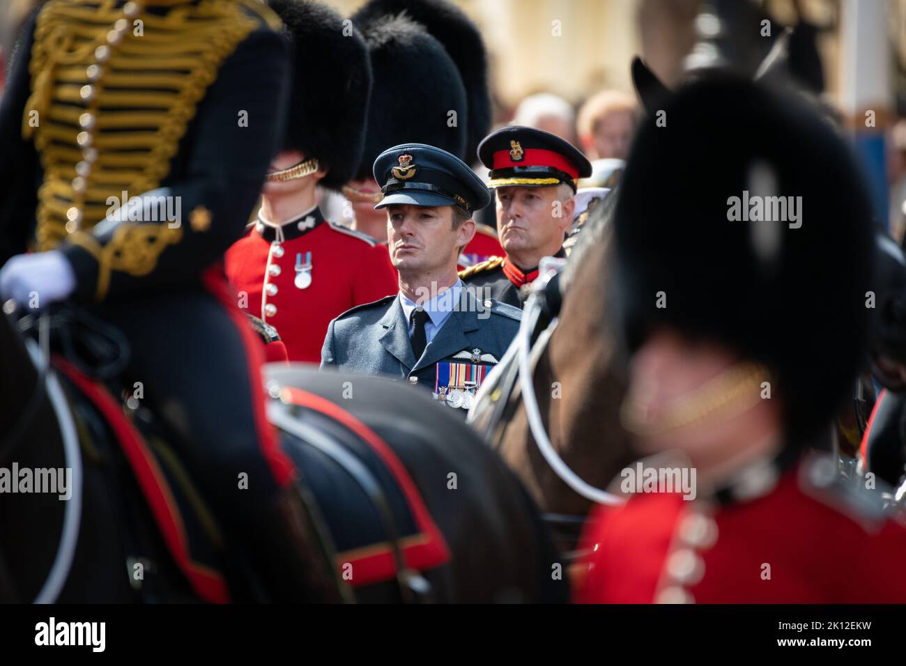 The coffin carrying Queen Elizabeth II photographed along The Mall ...