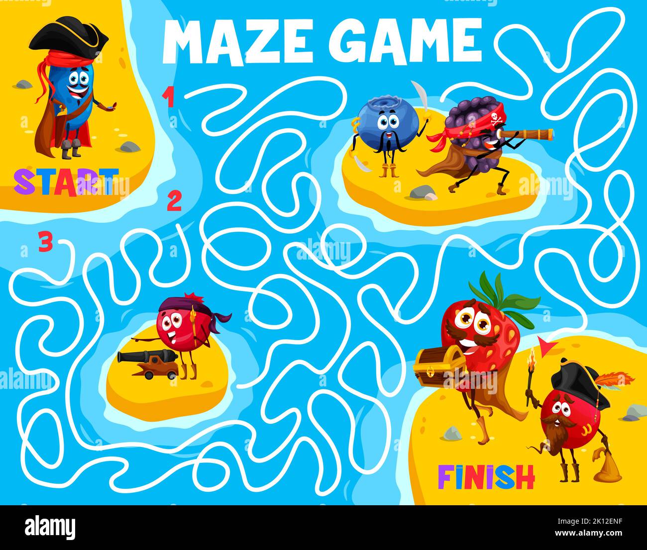 Labyrinth maze game. Help to berry pirates and corsairs on treasure ...