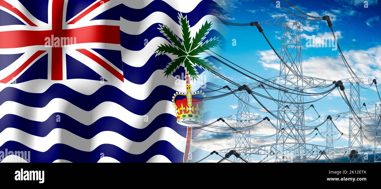 British Indian Ocean Territory - country flag and electricity pylons ...