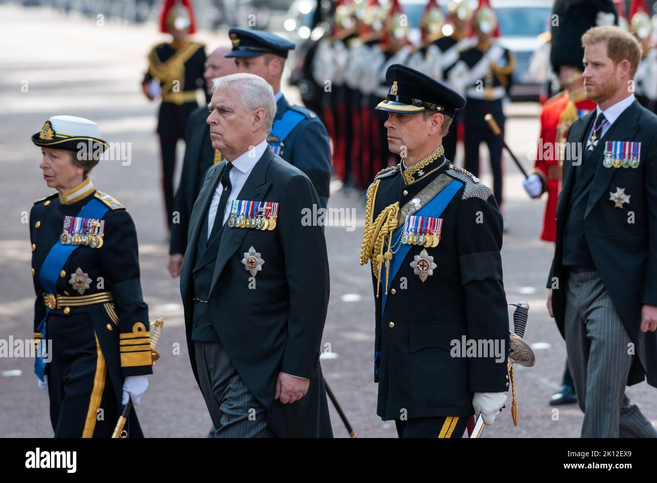 The coffin carrying Queen Elizabeth II photographed along The Mall ...