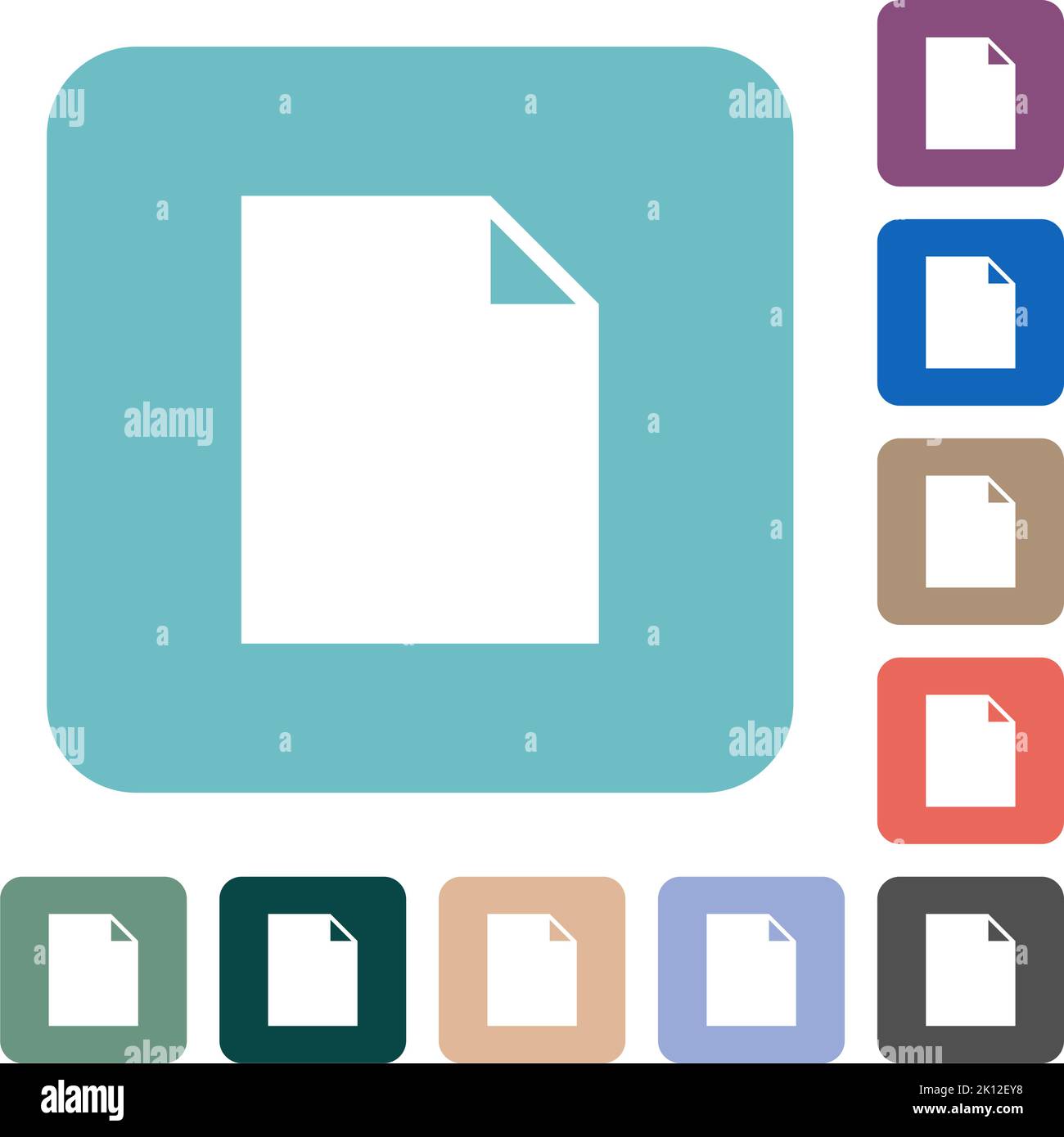 Empty document sheet solid white flat icons on color rounded square ...