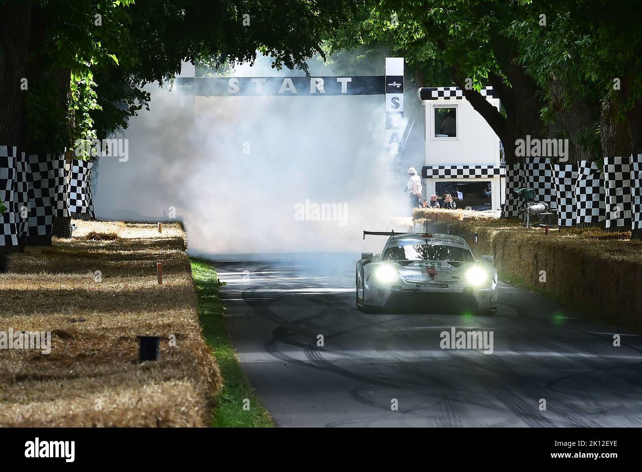 A smoking start, Timo Bernhard, Porsche 911 RSR, A variety of GT cars ...