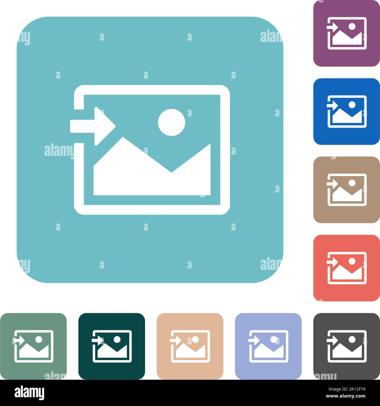 Import image white flat icons on color rounded square backgrounds Stock ...