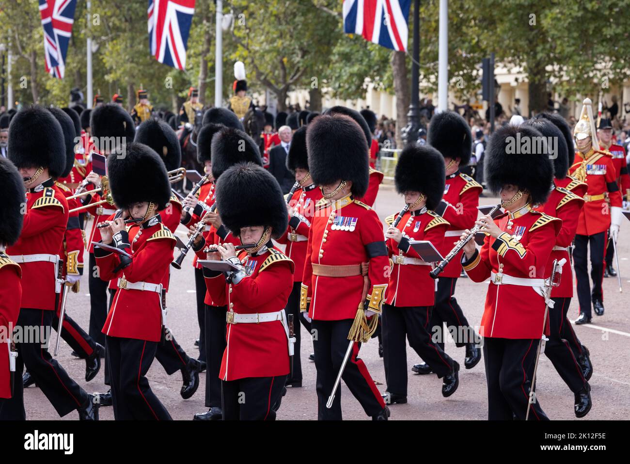 The coffin carrying Queen Elizabeth II photographed along The Mall ...