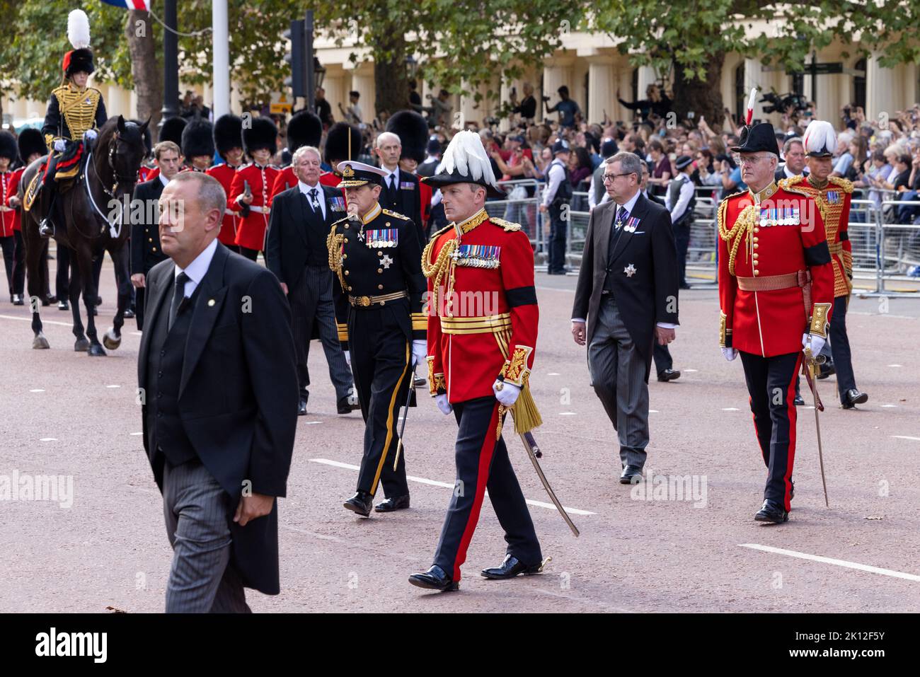 The coffin carrying Queen Elizabeth II photographed along The Mall ...
