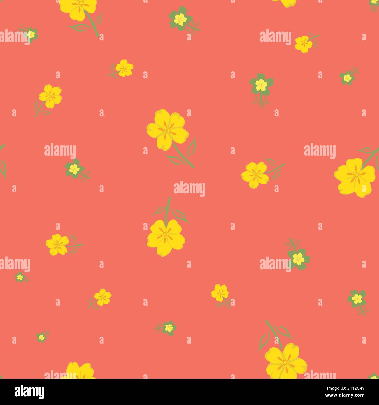 Buttercup vector seamless pattern background. Hand-drawn yellow green ...