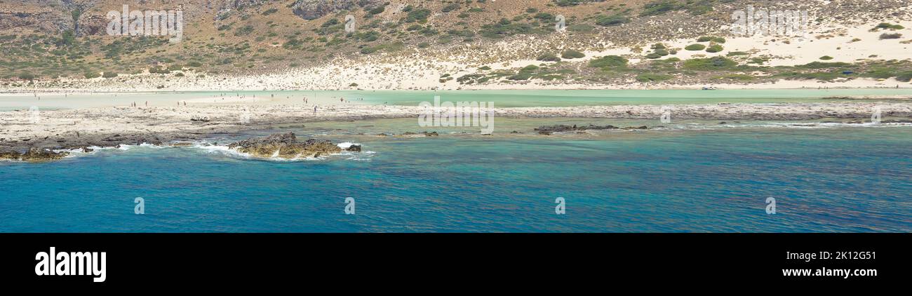 The underwater cliff closes the Balos lagoon of Crete, Greece Stock ...