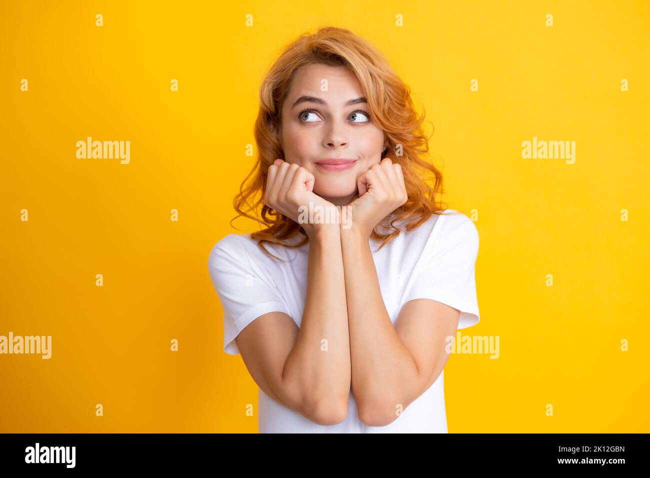 Female model face. Happy smiling woman portrait. Attractive young ...