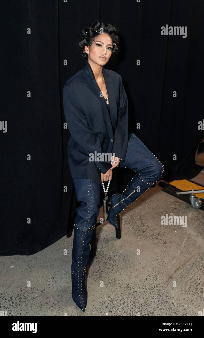 New York, NY - September 14, 2022: Model preparing backstage for Spring ...