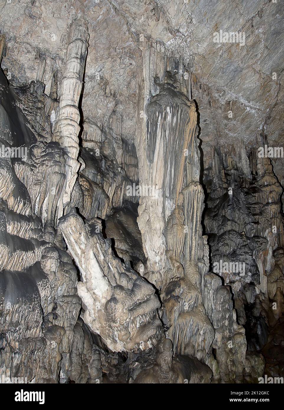 Stalagmite, the natural pillar, in the Psychro Cave, Crete, Greece ...