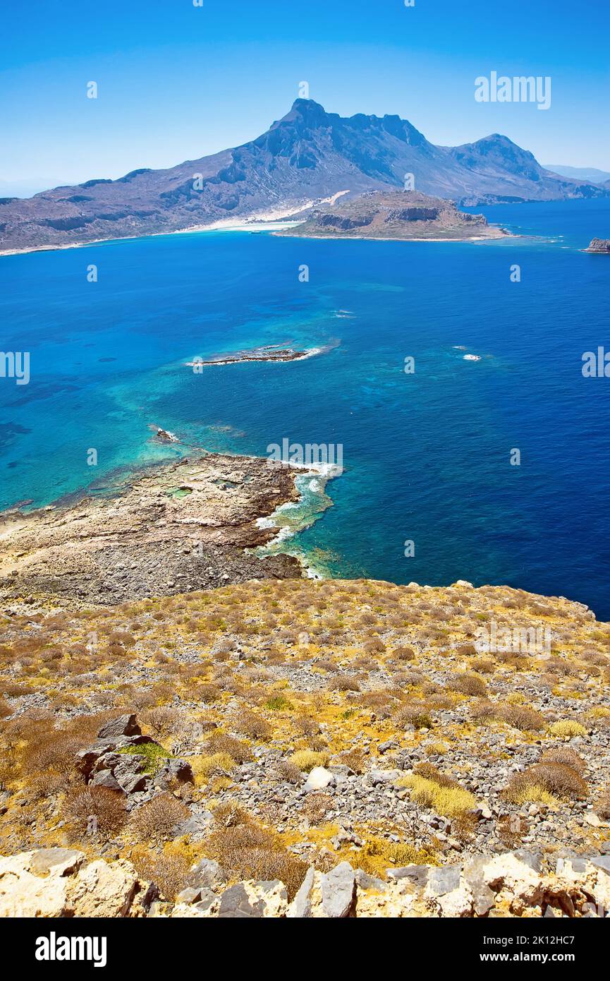 Panoramic view from the Gramvousa island, Crete, Greece Stock Photo - Alamy