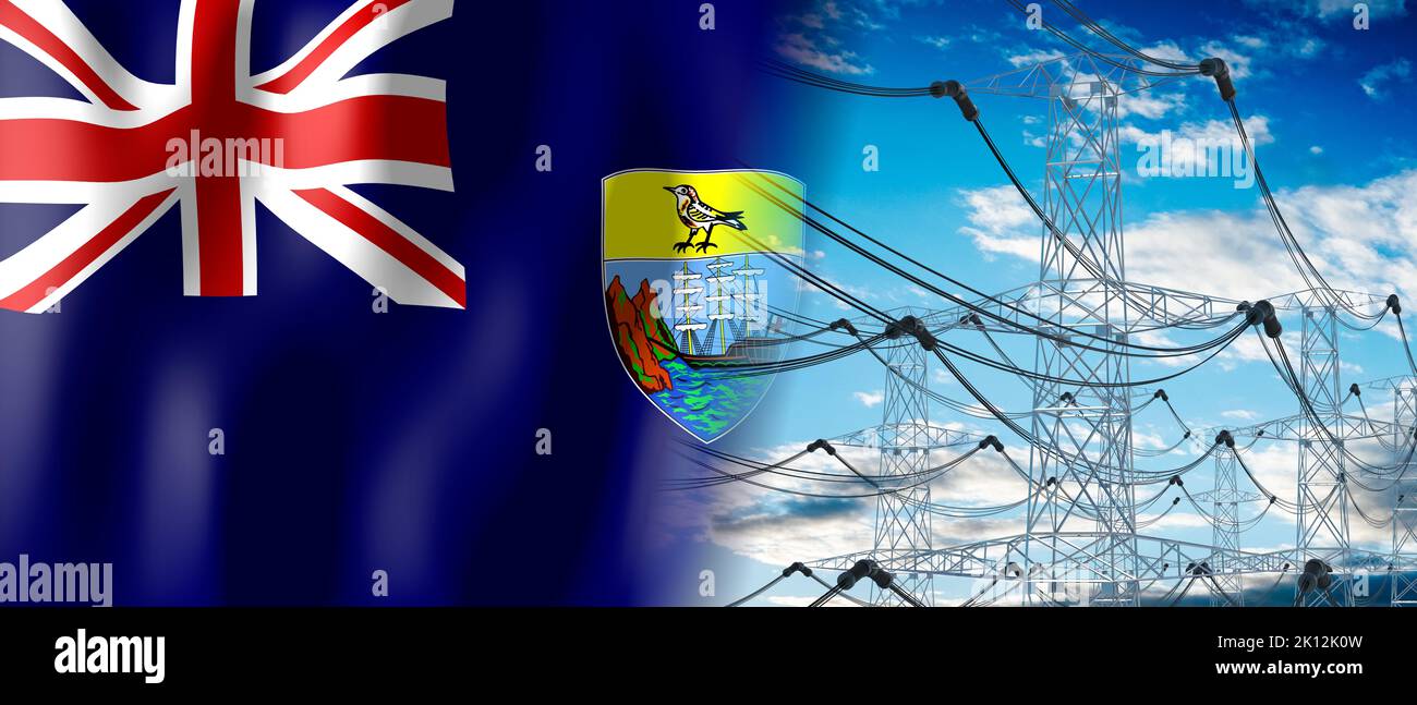 Saint Barthelemy - country flag and electricity pylons - 3D ...