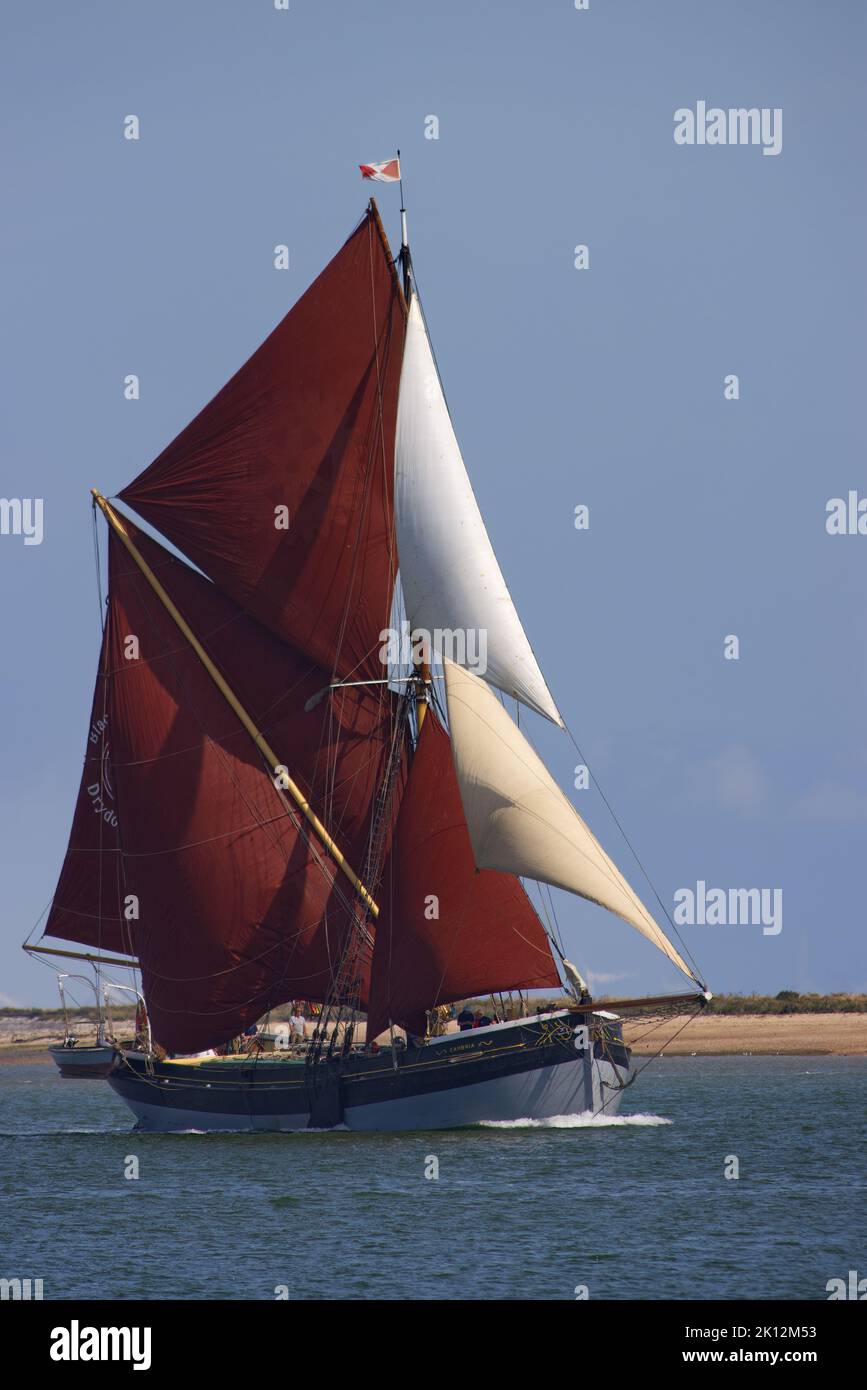 The Thames sailing barge Cambria in full sail in the Blackwater Barge ...