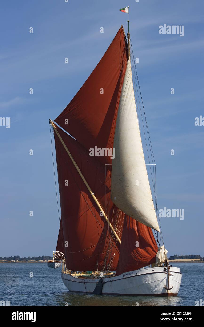 The Thames sailing barge Reminder in full sail in the Blackwater Barge ...
