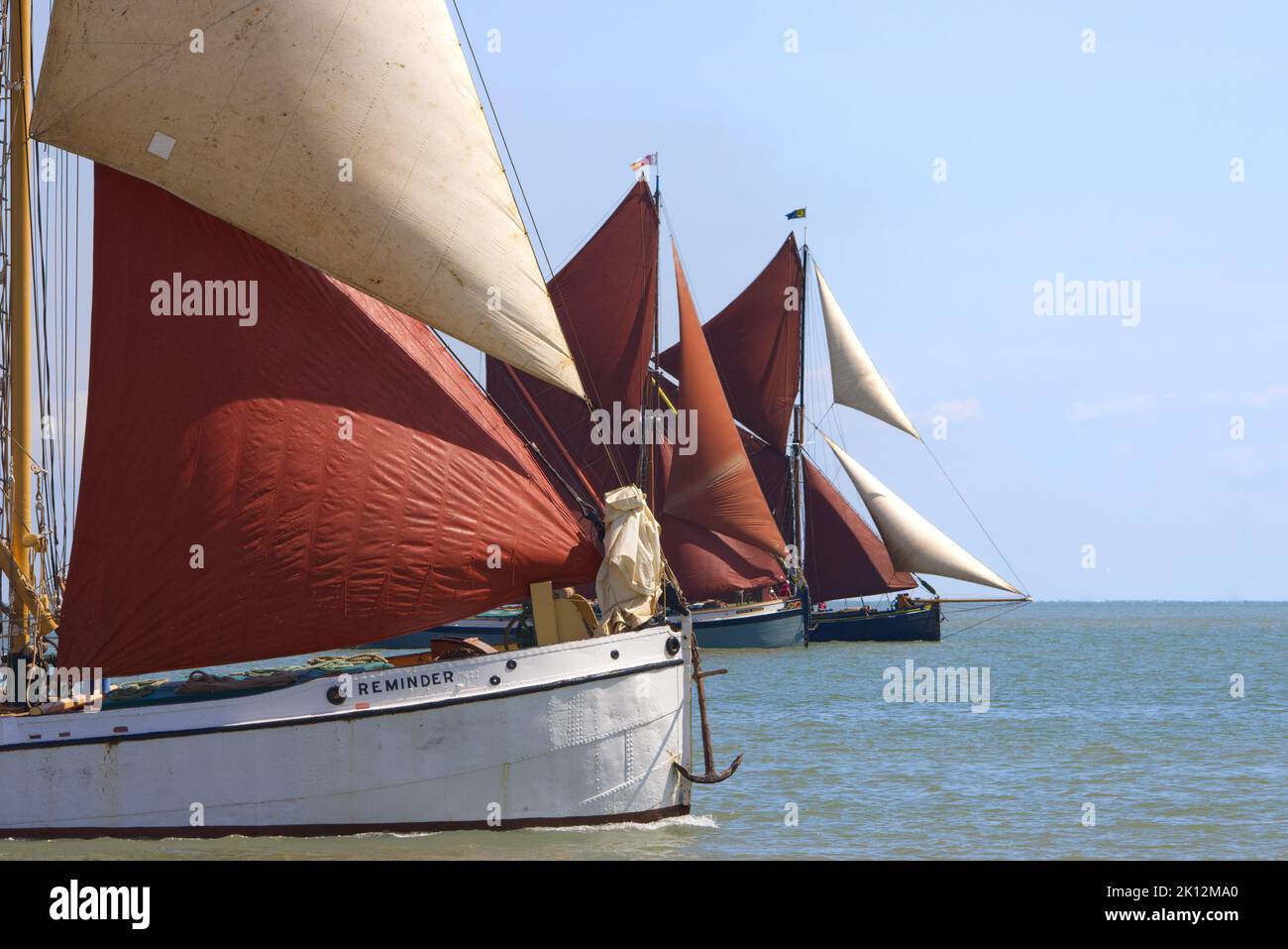 The Thames sailing barges Reminder, George Smeed, and Mirosa racing in ...
