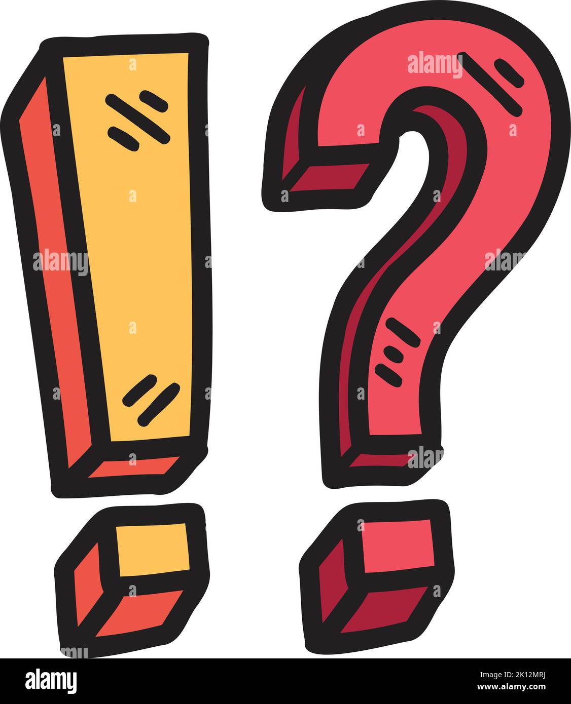 Hand Drawn exclamation mark illustration isolated on background Stock ...