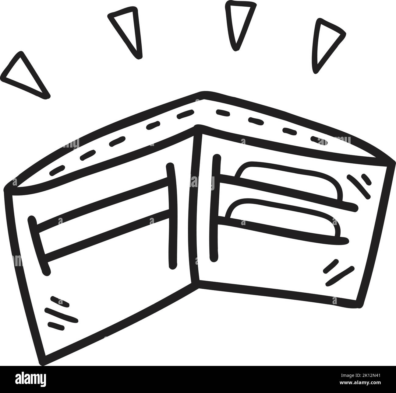 Hand Drawn wallet without banknotes illustration isolated on background ...