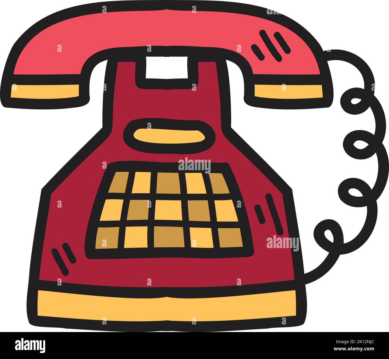 Hand Drawn vintage phone illustration isolated on background Stock ...