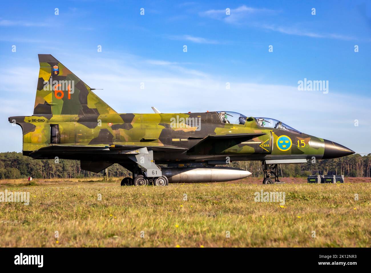 Former Swedish Air Force Saab 37 Viggen fighter jet at Kleine-Brogel ...