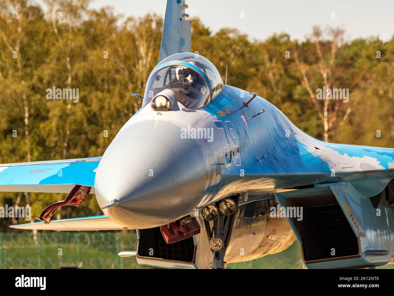 Ukrainian Air Force Sukhoi Su-27 Flanker fighter jet taxiing after ...