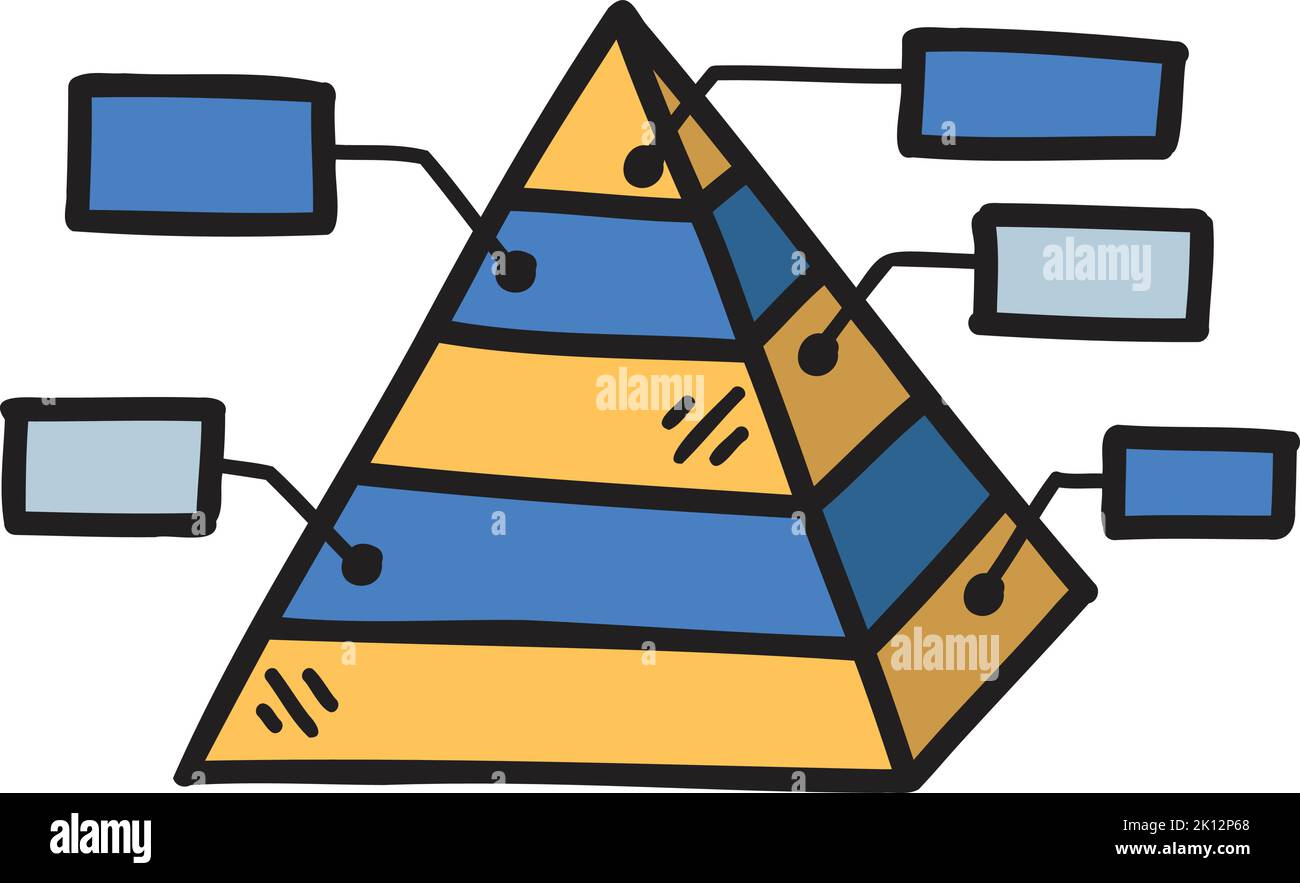 Hand Drawn pyramid graph illustration isolated on background Stock ...