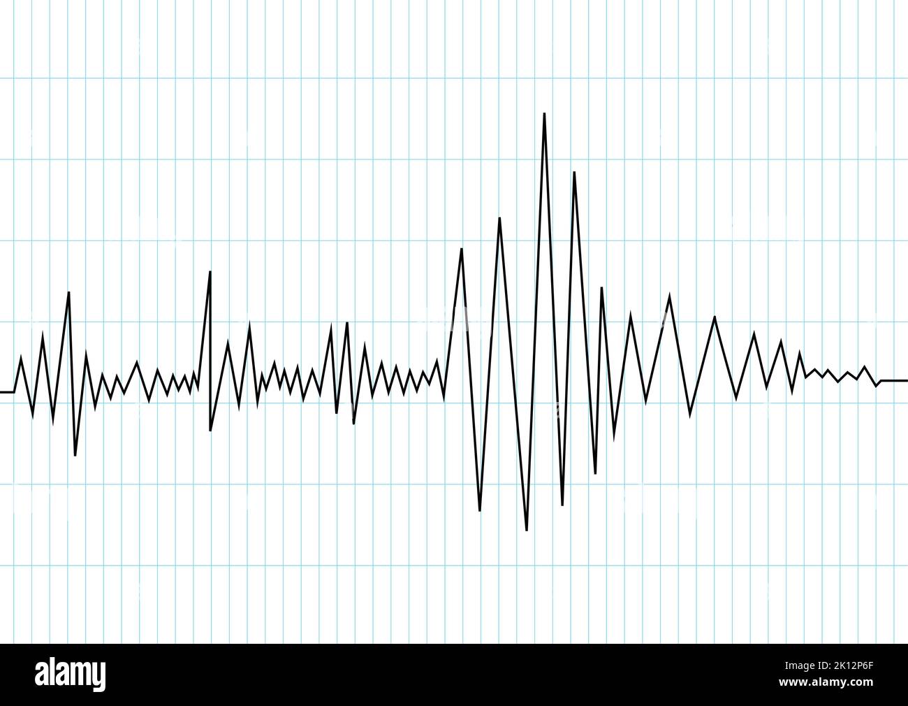 Earthquake seismic waves on seismogram graph paper vector illustration ...