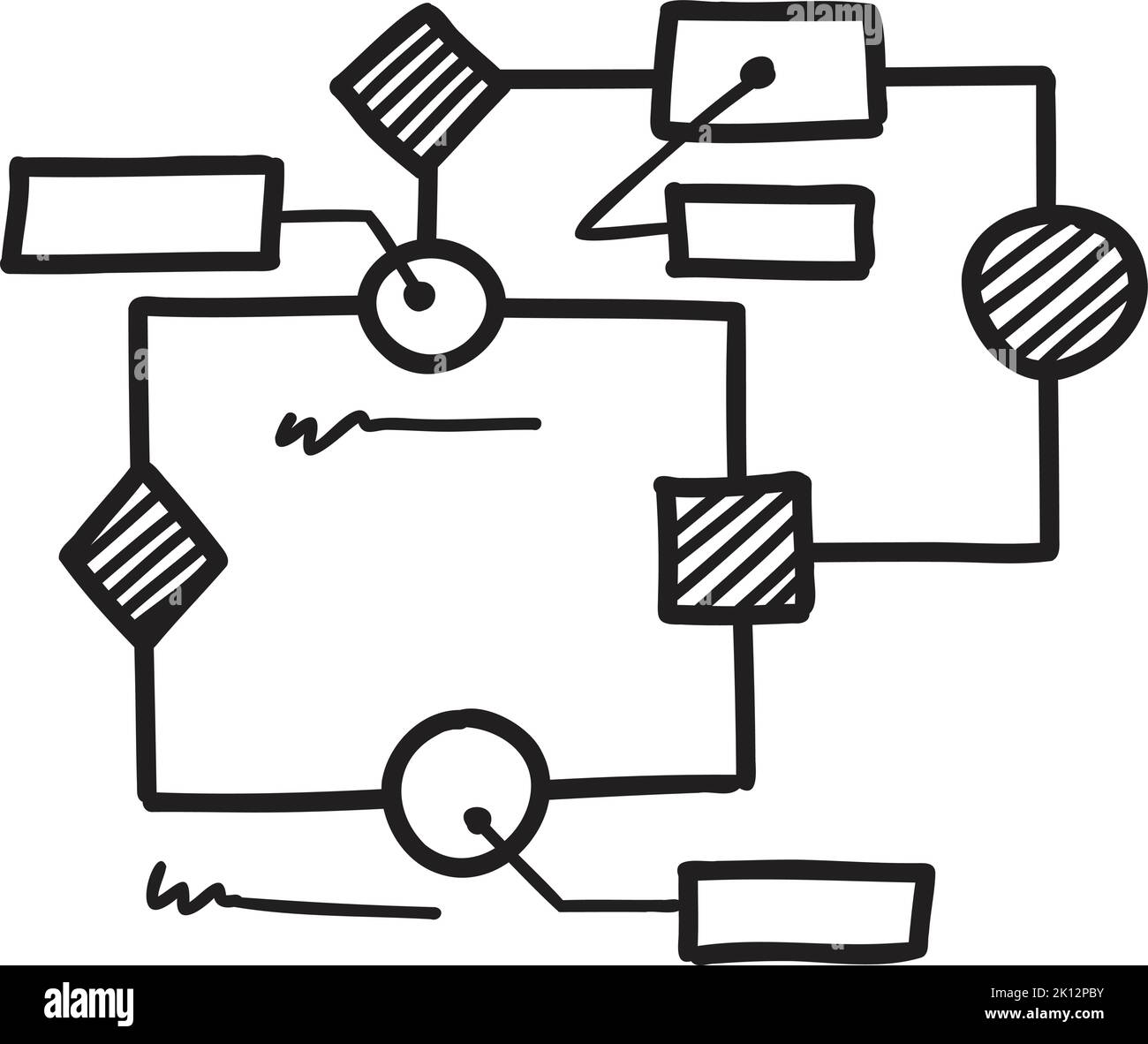 Hand Drawn square connection graph illustration isolated on background ...