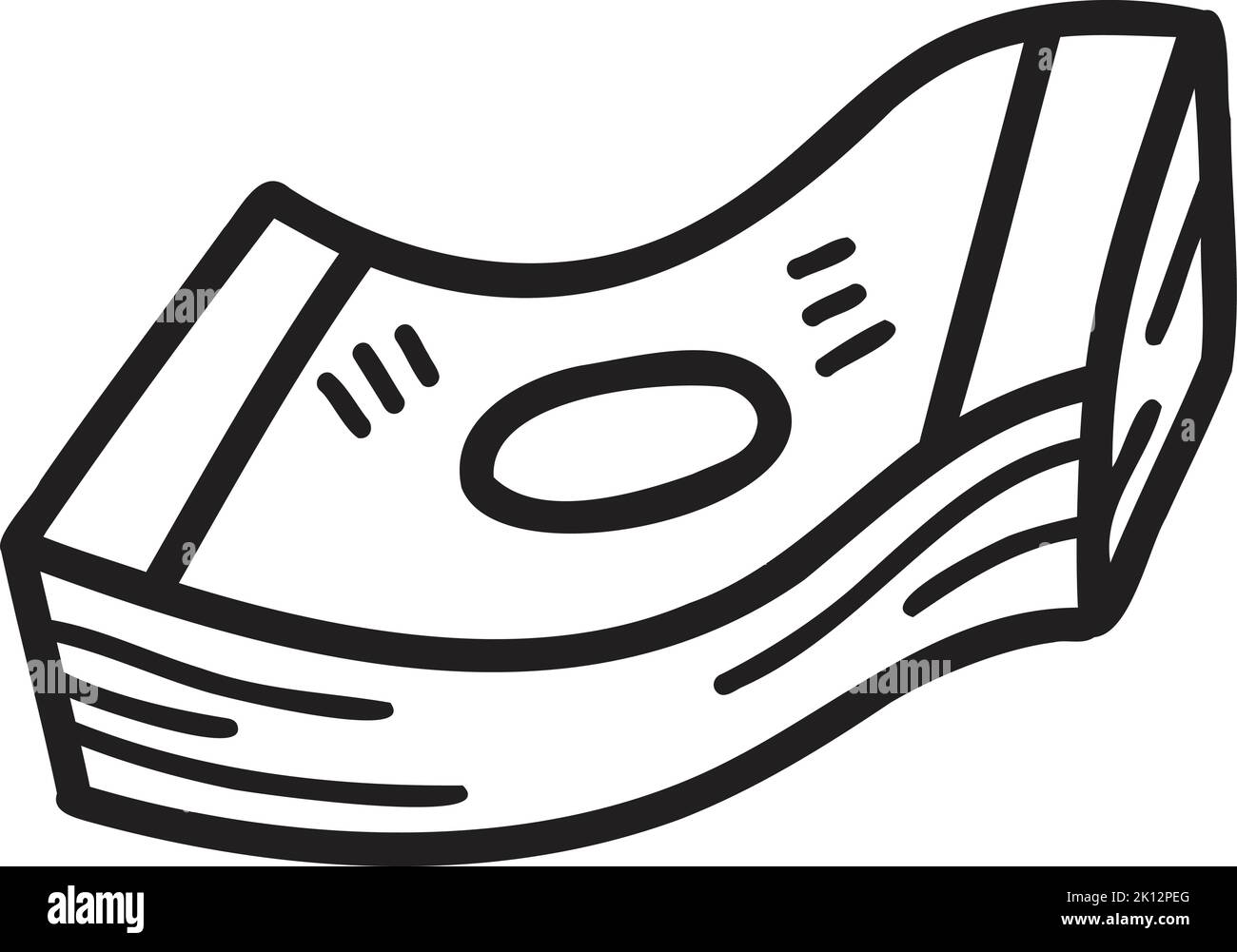 Hand Drawn stack of banknotes illustration isolated on background Stock ...