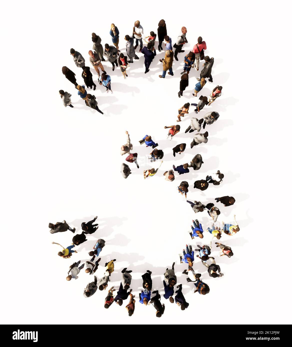 Concept or conceptual large community of people forming the font 3. 3d ...