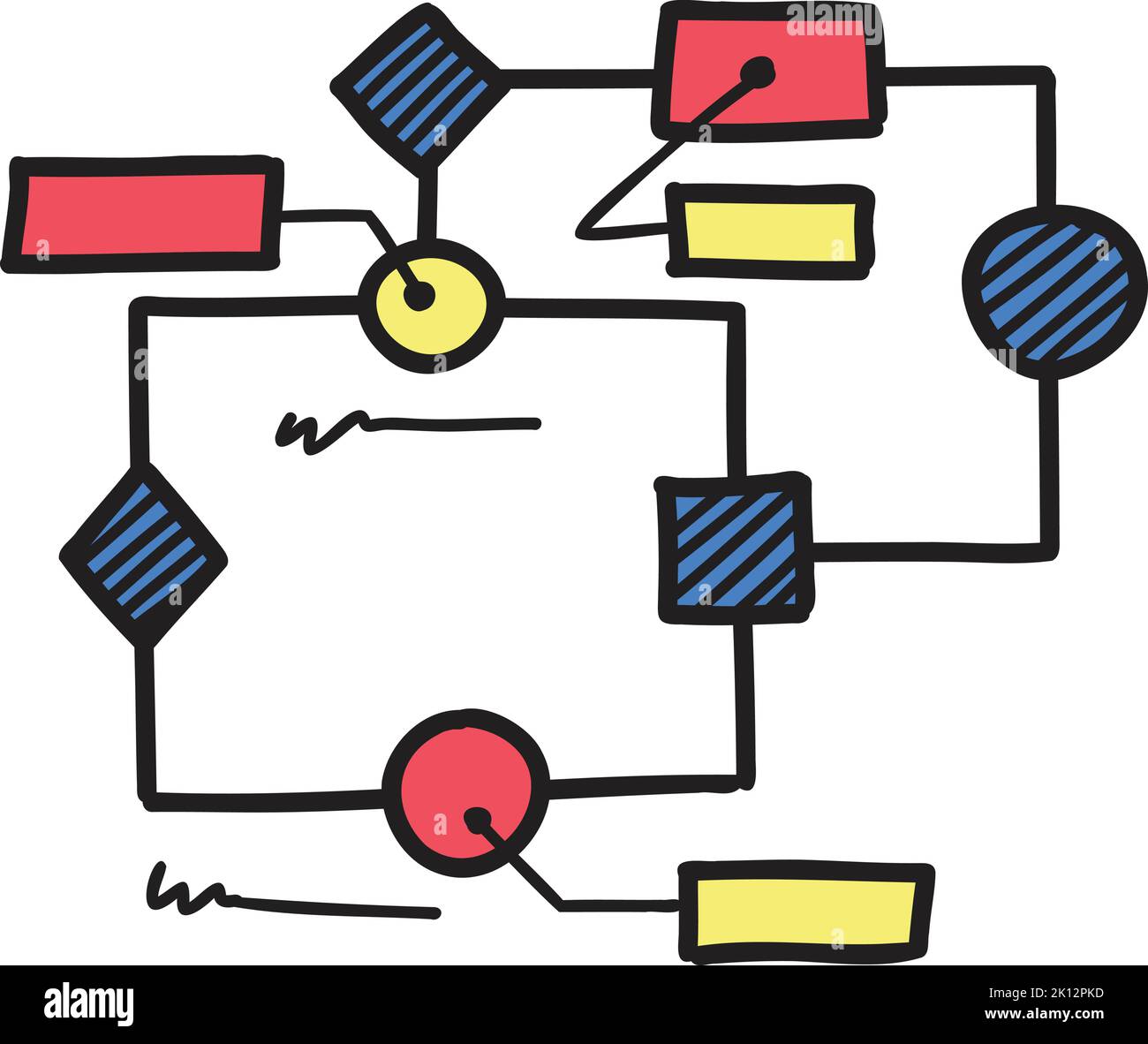 Hand Drawn square connection graph illustration isolated on background ...