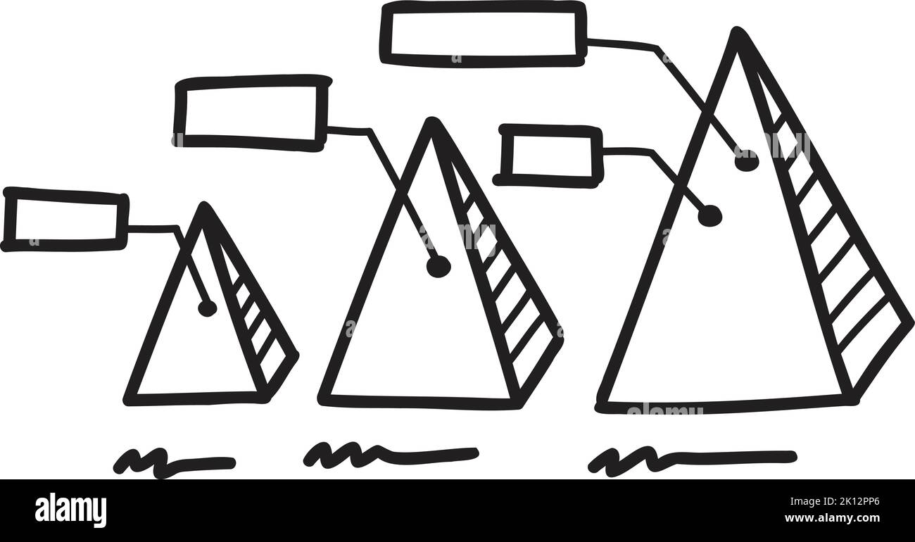 Hand Drawn pyramid graph illustration isolated on background Stock ...