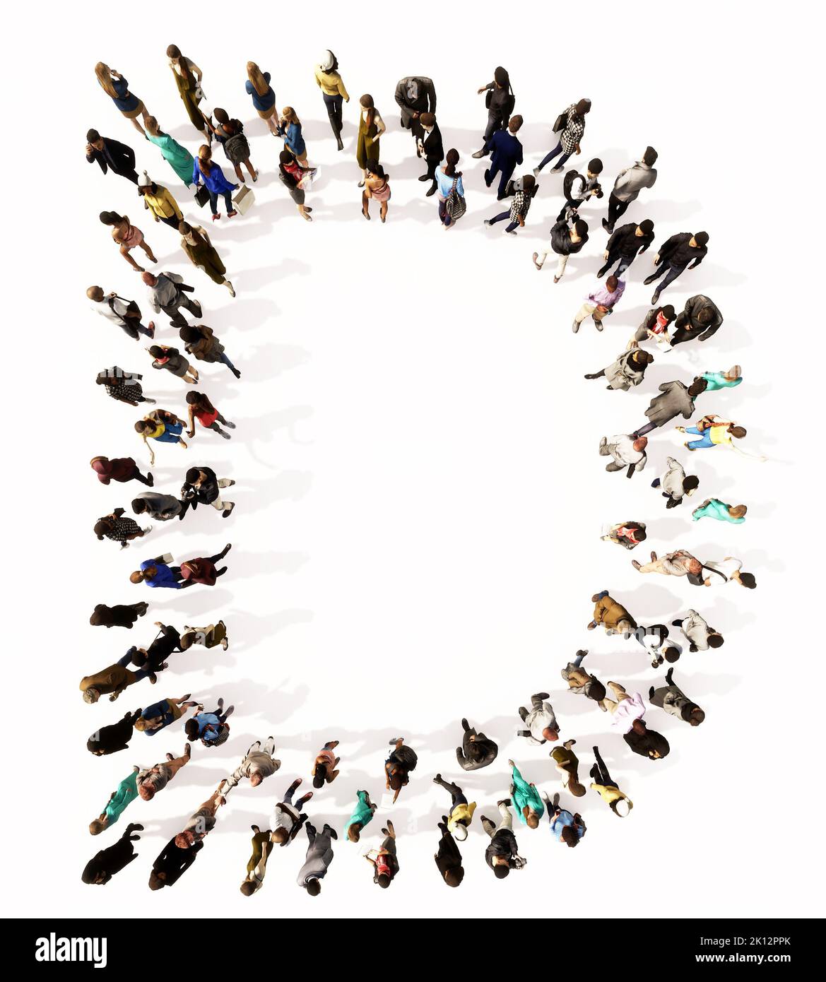 Concept or conceptual large community of people forming the font D. 3d ...